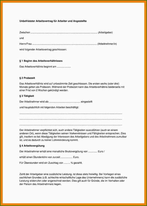 Arbeitsvertrag Gastronomie Muster Arbeitsvertrag Gastronomie Vorlage