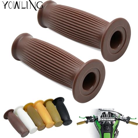 7 8 22mm Vintage 1pair Grips Motorcycle Brown Handlebar Hand Grip With
