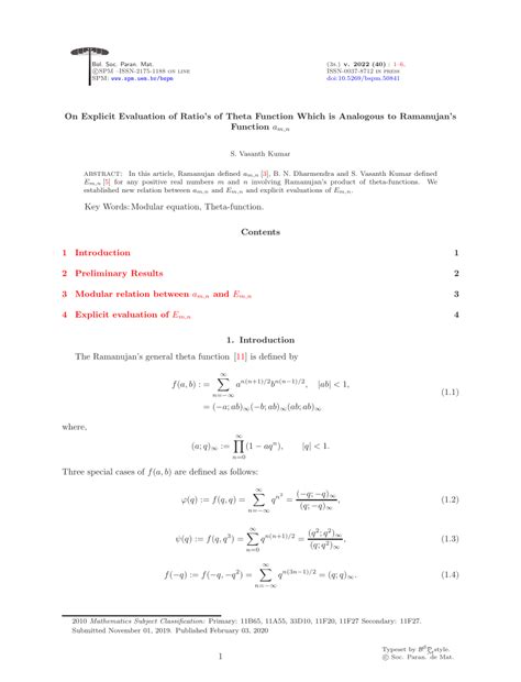 pdf on explicit evaluation of ratio s of theta function which is analogous to ramanujan s