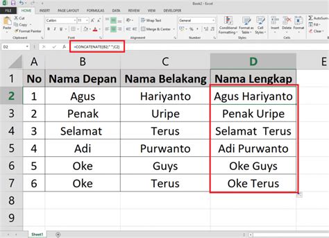 Fungsi Concatenate Excel Dan Contoh Penggunaannya
