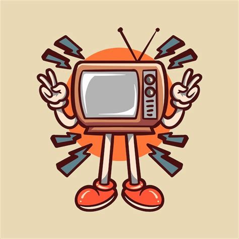 Diseño de vector de dibujos animados de televisión feliz Vector Premium
