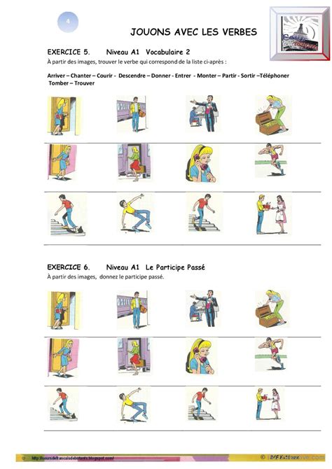 JOUONS AVEC LES VERBES pratique de l Français FLE fiches pedagogiques