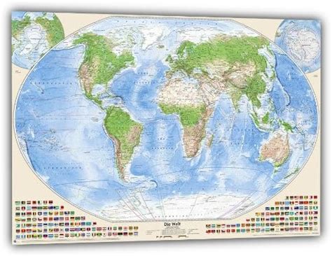 J Bauer Karten Satellitenbild Weltkarte 150x100 Cm Deutsch Amazon