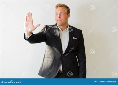 Male In Suit Saying Stop Stock Image Image Of Caucasian 43520249