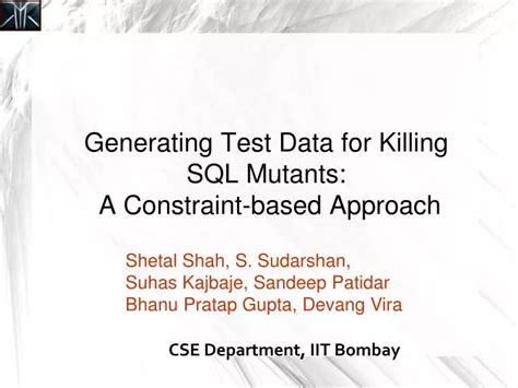 ppt generating test data for killing sql mutants a constraint based approach powerpoint
