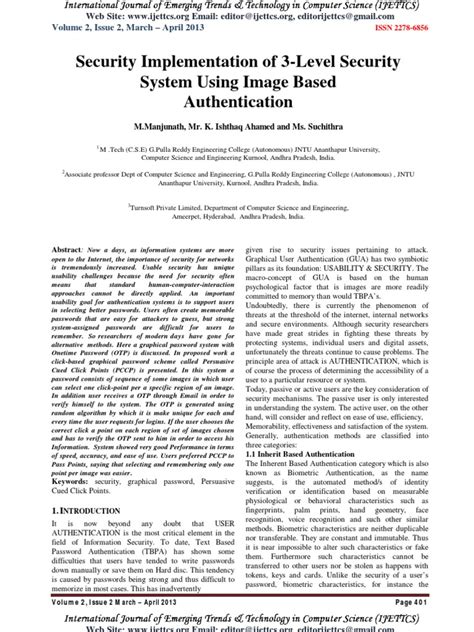 security implementation of 3 level security system using image based authentication pdf