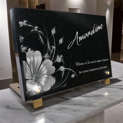 Plaque funéraire fleurs modernes RENAUD Gravure