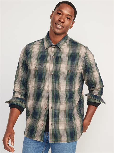 Oversized Plaid Twill Shacket Old Navy
