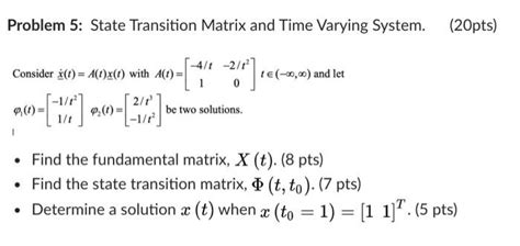 solved problem 5 state transition matrix and time varying