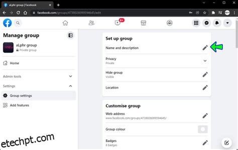 Como editar a seção Sobre de um grupo do Facebook etechpt