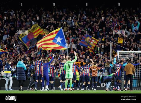 Barcelona Spain 19th Mar 2023 Barcelona Players Celebrate The