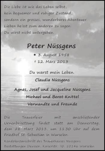 Traueranzeigen von Peter Nüssgens Aachen gedenkt