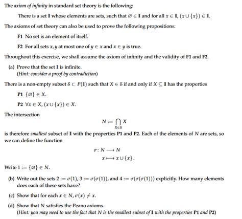 solved the axiom of infinity in standard set theory is the