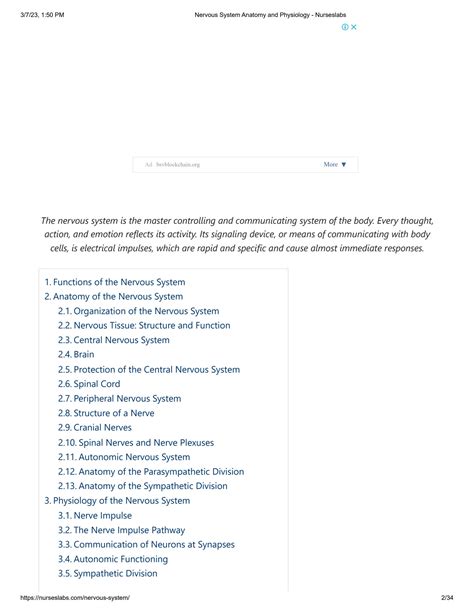 Solution Nervous System Anatomy And Physiology Nurseslabs Health And