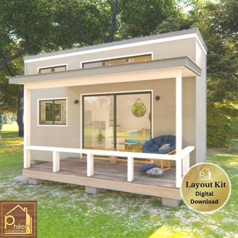 25sqm Tiny House Plan With Double Loft Porch Layout Kit Etsy Canada