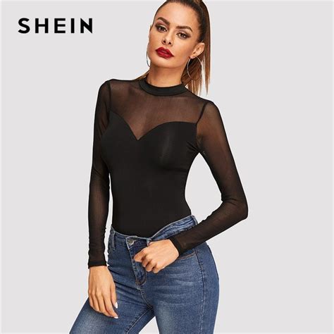Venta Shein Blusa Negra Transparente En Stock