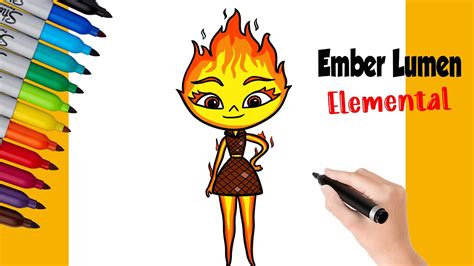 How To Draw Ember From Elemental Disney Movie Step By Step Tutorial