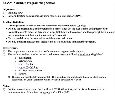 solved texts masm assembly programming section objectives 1 initialize fpu 2 perform