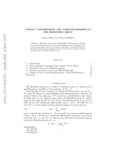 pdf carnot caratheodory and koranyi geodesics in the heisenberg group
