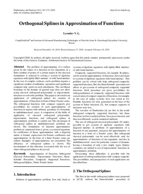 pdf orthogonal splines in approximation of functions