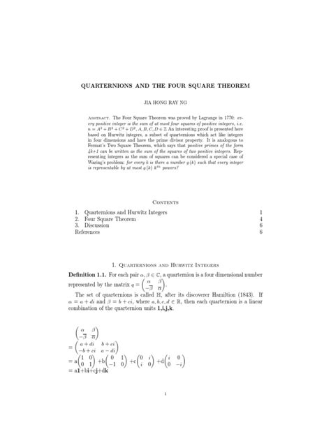 four square theorem quaternions pdf prime number geometry