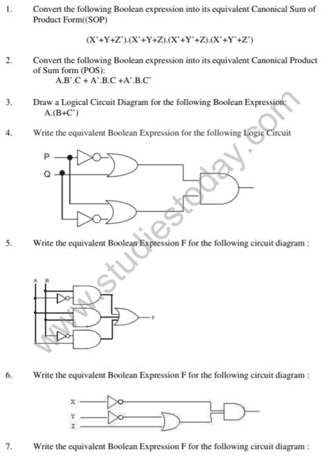 boolean algebra worksheet cbse class 12 computer science boolean algebra worksheet terence pix