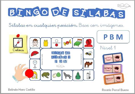 Conciencia fonológica Bingos de sílabas Identificar la sílaba