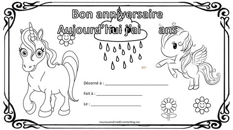 anniversaire à colorier licorne