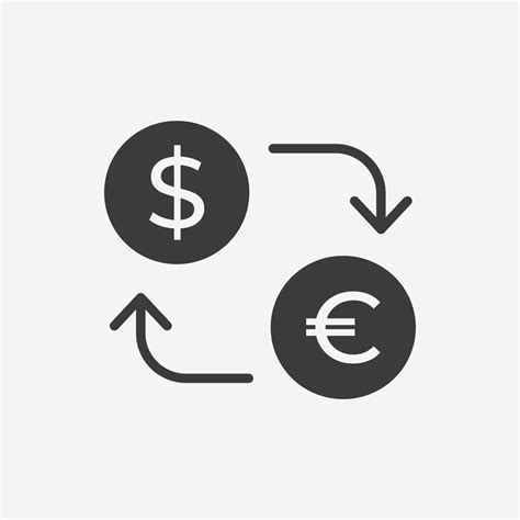 Euro Dollar Currency Money Icon Vector Exchange Money Conversion