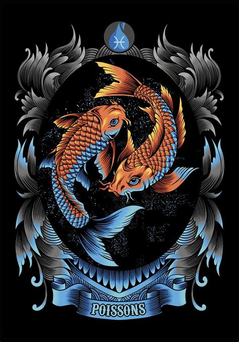 Affiche signe astrologique Poissons élément eau Artcamia