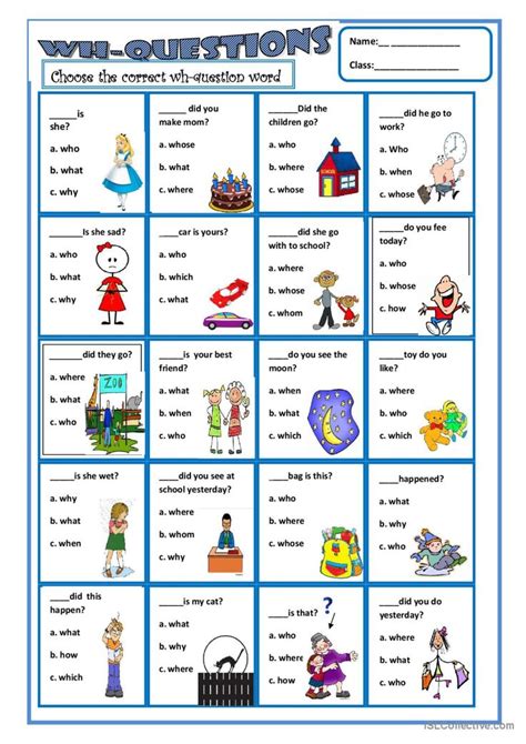 An English Worksheet With Words And Pictures