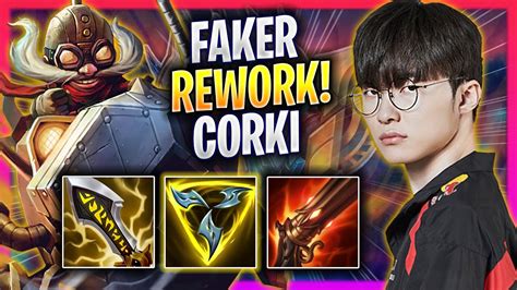 FAKER TRIES CORKI MID WITH NEW REWORK T1 Faker Plays Corki MID Vs