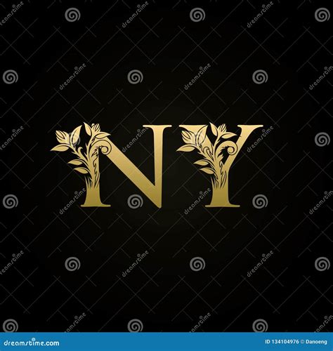 Logotipo De Lujo Del Oro De La Letra De NY Stock de ilustración