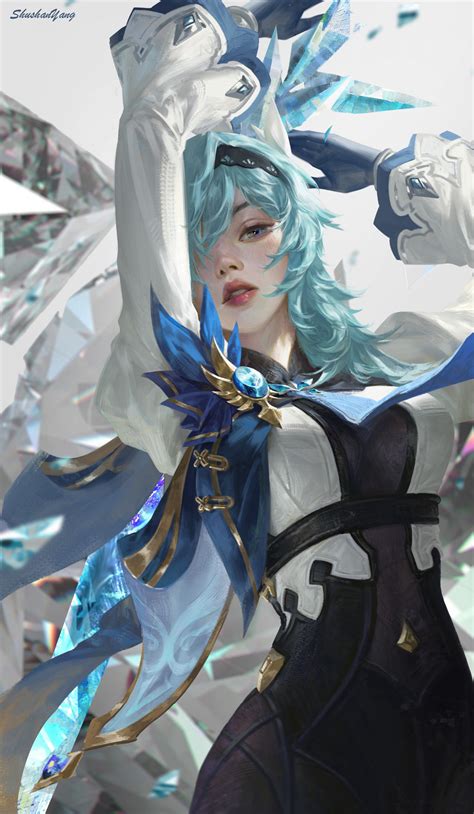 壁纸 Eula Genshin impact 妇女 数字艺术 艺术品 插图 粉丝艺术 看着观众 Video Game Art