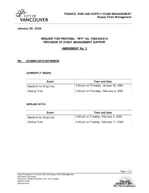 Fillable Online Bids Vancouver January 29 2020 REQUEST FOR PROPOSAL