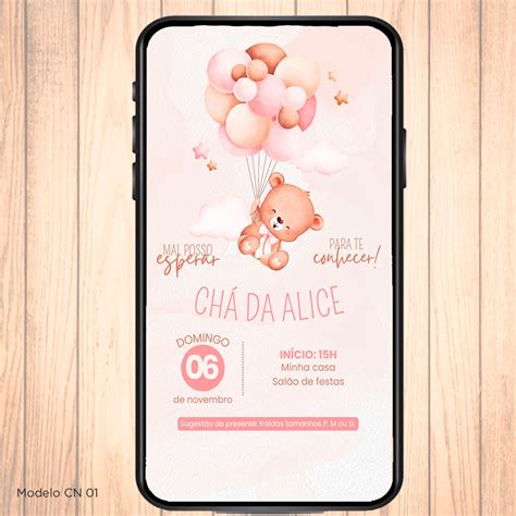 Convite Digital Chá de Bebê Fralda Menina Elo7