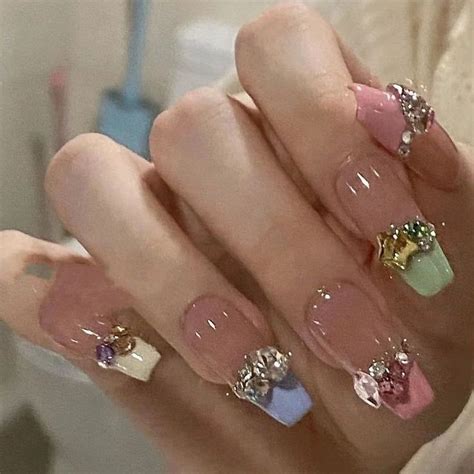Pin by Andy Diaz on Manicura de uñas Rhinestone nails Kawaii nails