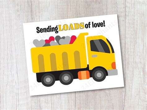 Printable Construction Vehicle Valentine S Day Card Set Etsy