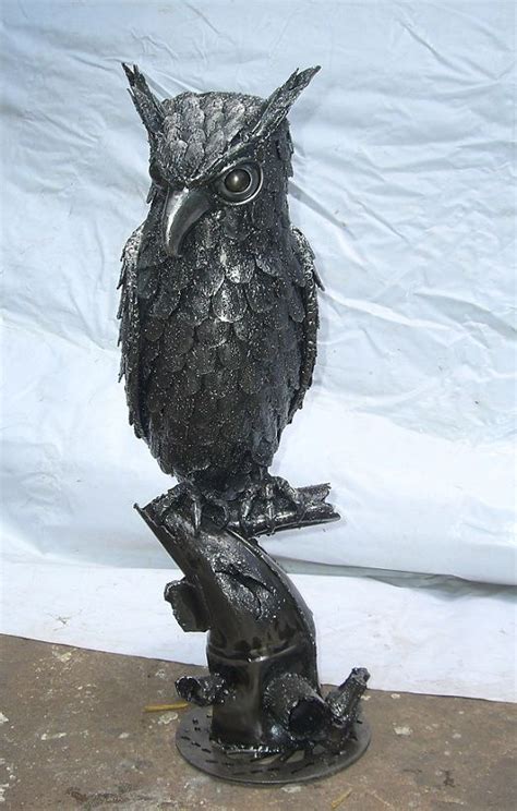Owl Statue Sculpture Figure Life Size Scrap Metal Art Scrap Metal