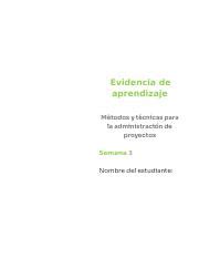 Metodos Y Tecnicas Para La Administracion De Proyectos Ea S P Docx