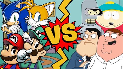 M U G E N Battles Mario Luigi Sonic Tails Vs Peter Griffin Eric