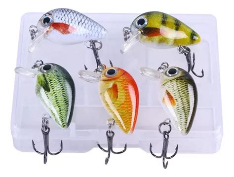 5 Mini Isca Artificial Crankbait Caixa Tilapia Bass Trutas