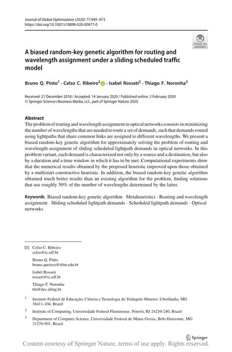 a biased random key genetic algorithm for routing and wavelength assignment under a sliding