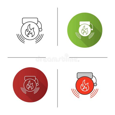 Icono Lineal De Alarma Contra Incendios Ilustración del Vector