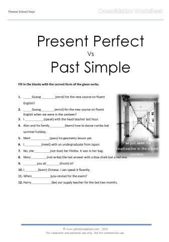 The Present Perfect And Past Simple Worksheet Is Shown In This Document