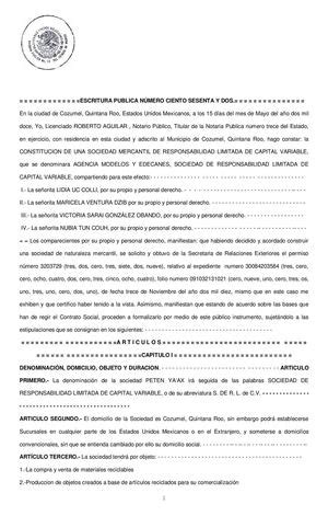 Acta Constitutiva De Una Sociedad Mercantil Ejemplo Ejemplo Interesante