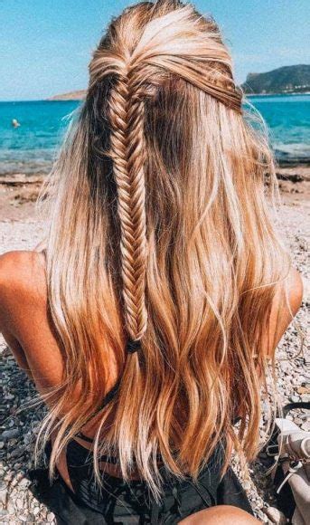 45 Cute Hairstyles For Summer Beach Days Mermaid Braid Half Up