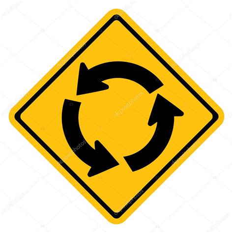 Vector señal rotonda señal de tráfico de advertencia rotonda
