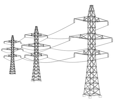Electric Pylons Or Electric Towers Concept Vector Equipment Electricity