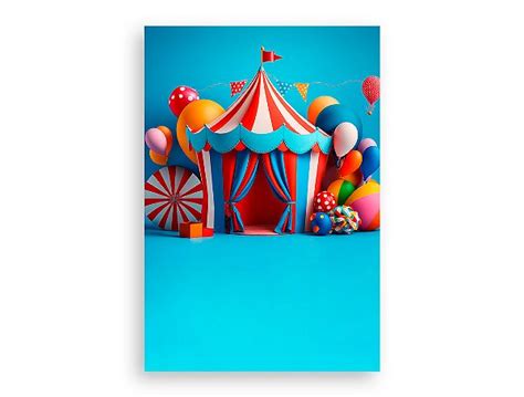 Painel De Festa Vertical X Circo Tenda Azul Realista